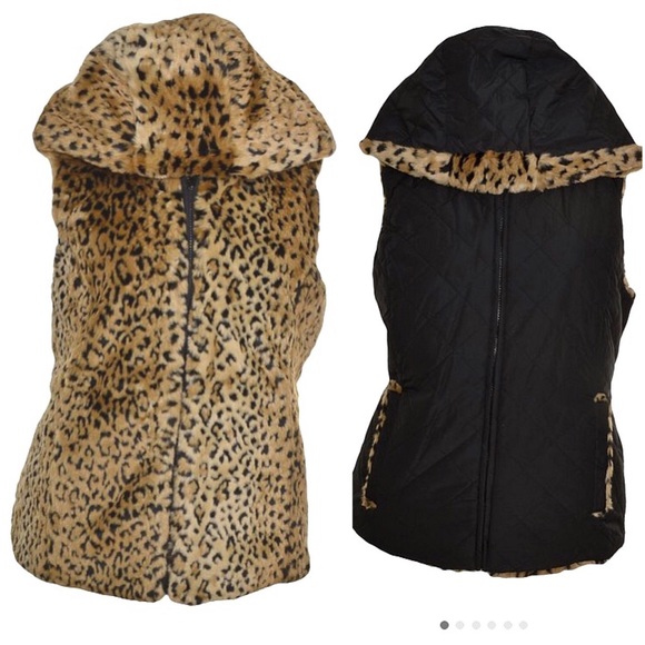 Jackets & Coats | Reversible Fur Cheetah Leopard Print Vest Hood | Poshmark