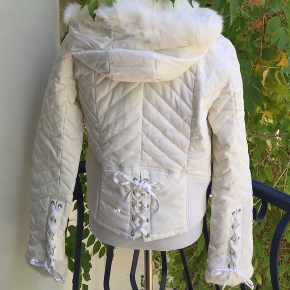 bebe | Jackets & Coats | Final Price White Rabbit Fur Bebe Jacket ...