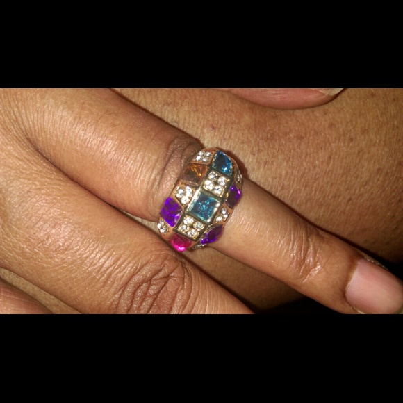 Jewelry | Size 7 Goldplated Austrian Colorful Crystal Ring | Poshmark