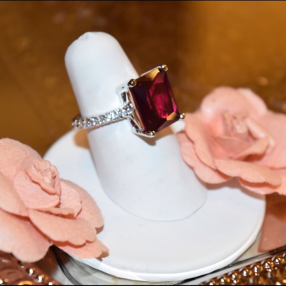 the Pink Box Jewelry | Jewelry | 925 Ss Radiant Cut Ruby Engagement ...