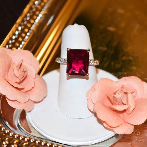 the Pink Box Jewelry | Jewelry | 925 Ss Radiant Cut Ruby Engagement ...
