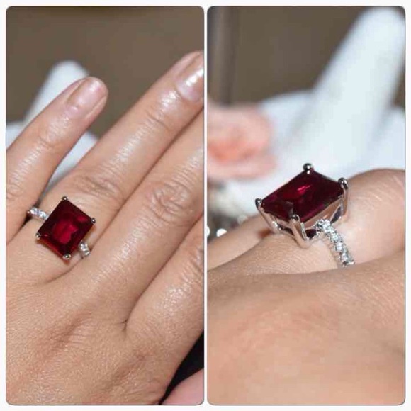 the Pink Box Jewelry | Jewelry | 925 Ss Radiant Cut Ruby Engagement ...