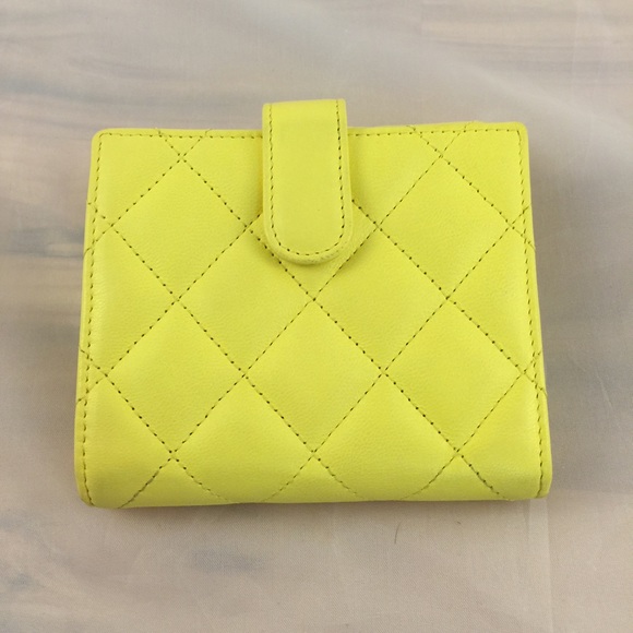 CHANEL | Bags | Chanel Bifold Small Wallet In Neon Yellow | Poshmark