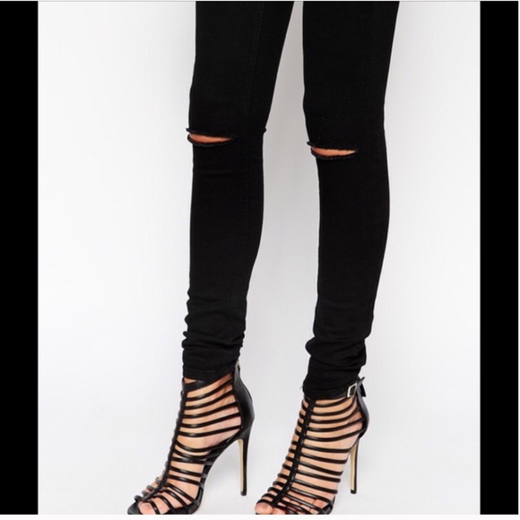 ASOS | Pants & Jumpsuits | Chic Black Busted Knee Skinny Jeans | Poshmark