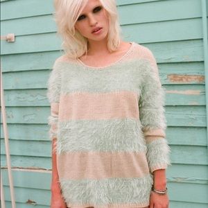 Nasty Gal | Sweaters | Nasty Gal Fuzzy Striped Sweater Sm | Poshmark