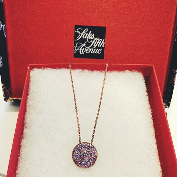 Saks Fifth Avenue | Jewelry | Saks Purple Crystal Medallion Neckalce W ...