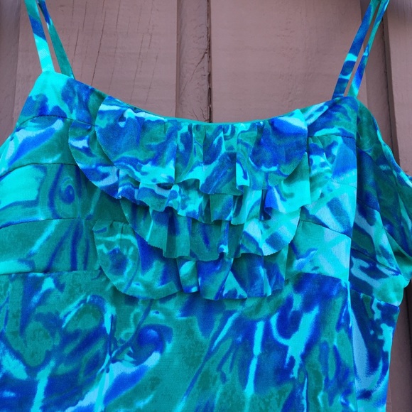 INC International Concepts | Tops | Inc Blue Green Ruffled Tank Top ...
