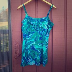 INC International Concepts | Tops | Inc Blue Green Ruffled Tank Top ...