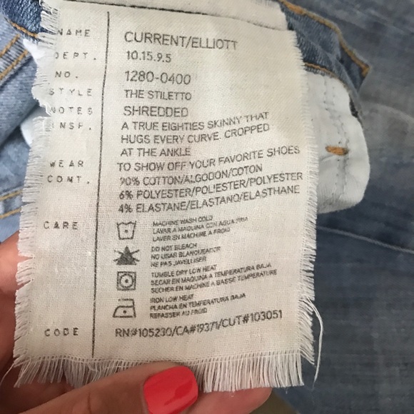 Current/Elliott | Jeans | Current Elliot The Stiletto In Shredded Size ...