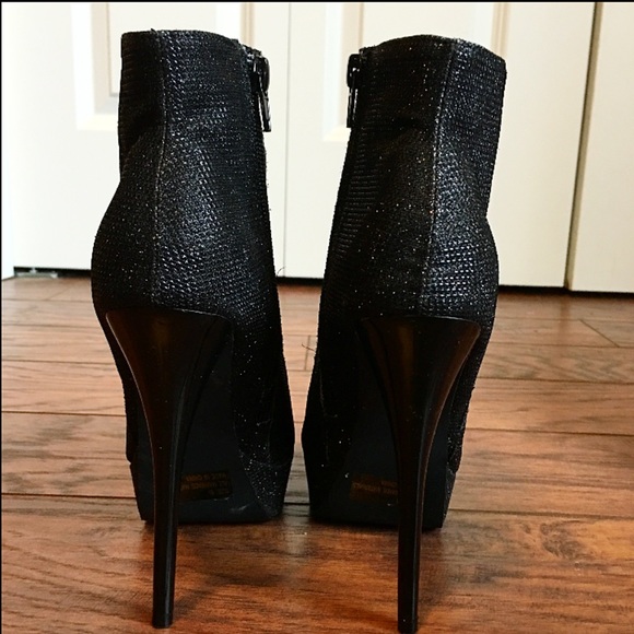 Qupid | Shoes | Sparkle And Mesh Black Ankle Booties | Poshmark