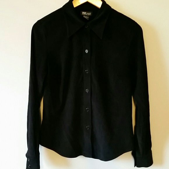 INC International Concepts | Tops | Inc Stretch Black Soft Button Down ...