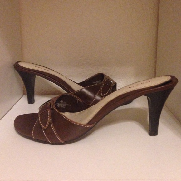 Merona | Shoes | Merona Leather Brown Heels With Buckle | Poshmark