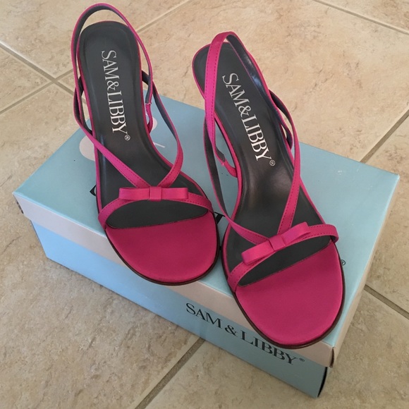 Sam & Libby | Shoes | Pink Sling Back High Heels With A Bow | Poshmark