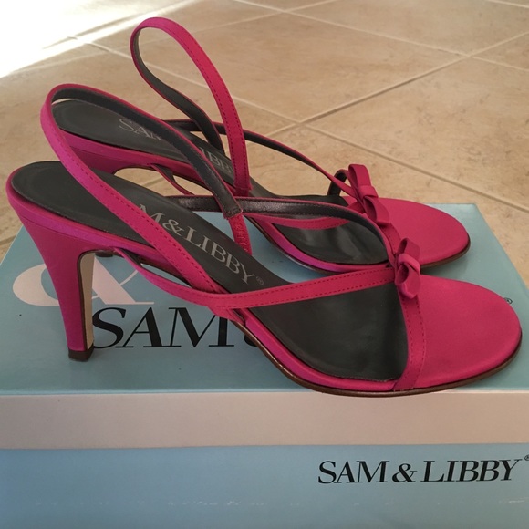 Sam & Libby | Shoes | Pink Sling Back High Heels With A Bow | Poshmark