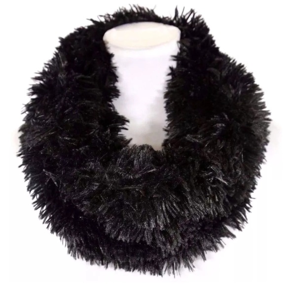 Boutique | Accessories | B4 Black Shimmer Soft Fluffy Neck Warmer Scarf ...