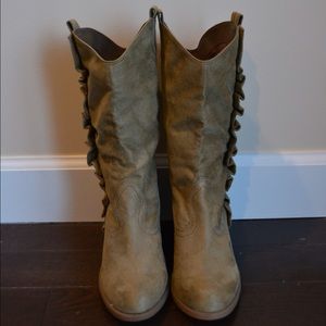 Kensie | Shoes | Olive Green Suede Cowboy Boots | Poshmark