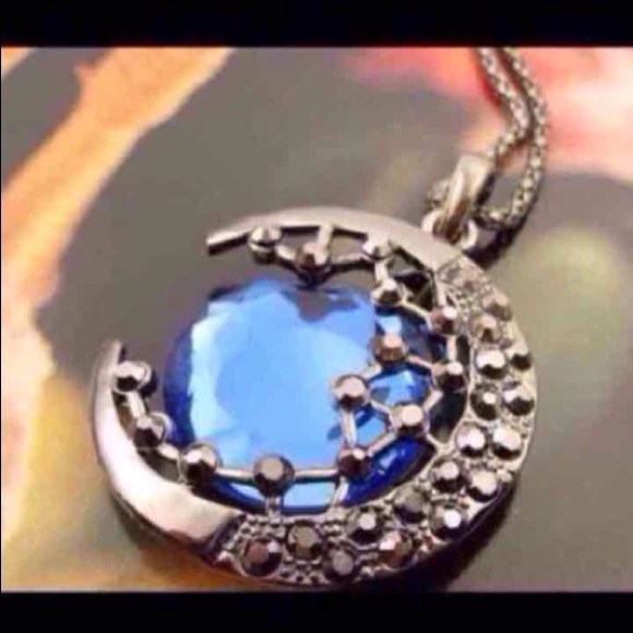 Jewelry | Blue Crystal Moon Necklace | Poshmark