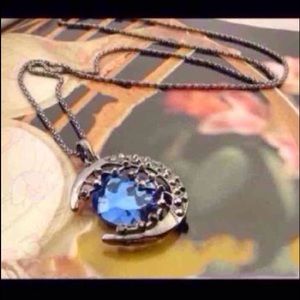 Jewelry | Blue Crystal Moon Necklace | Poshmark