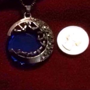Jewelry | Blue Crystal Moon Necklace | Poshmark