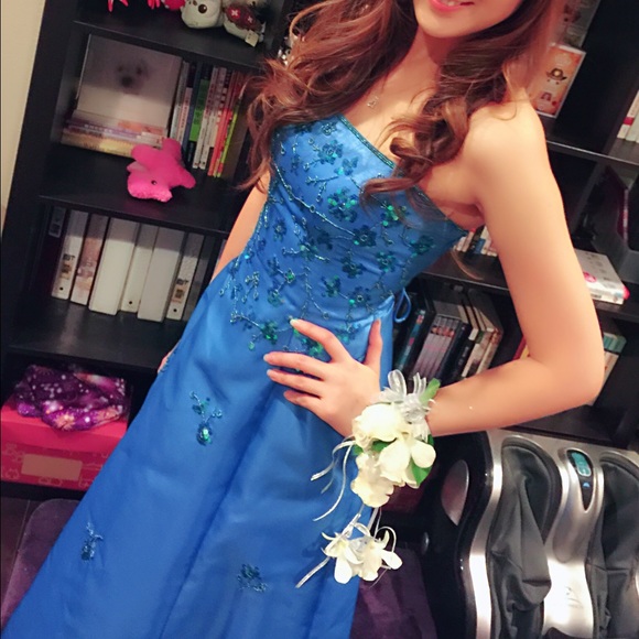 Morgan & Co. | Dresses | Formal Prom Strapless Blue Long Dress | Poshmark