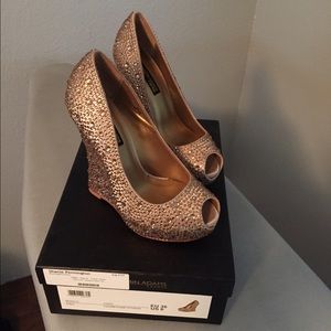 Benjamin Adams | Shoes | Champagne Rhinestone Wedges | Poshmark