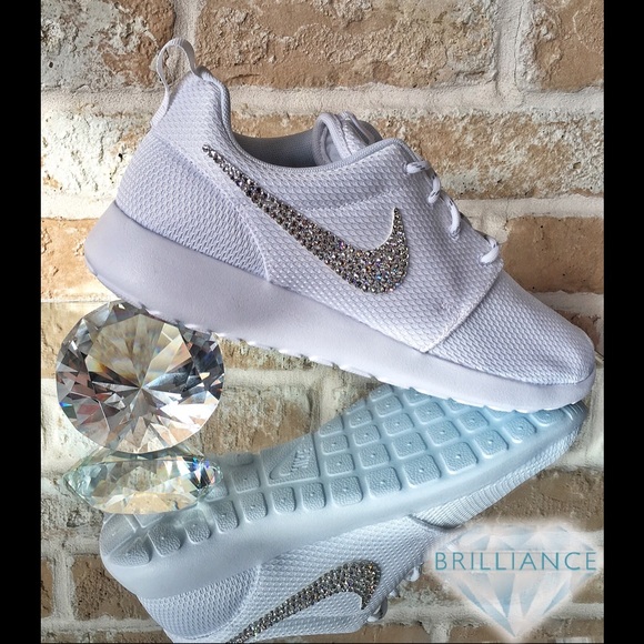 Nike | Shoes | Swarovski Nike Roshe White On White Running Shoes | Poshmark