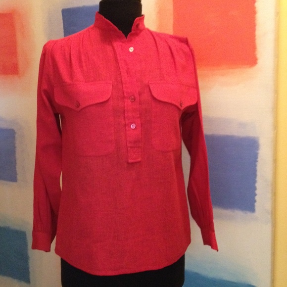 Yves Saint Laurent | Tops | Ysl Linen Topvintage Red | Poshmark