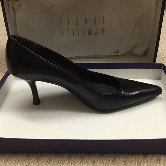 Stuart Weitzman | Shoes | Stuart Weitzman Black Heels Size 7 Leather ...