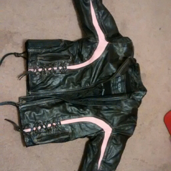 unik | Jackets & Coats | Unik Leather Pink And Black Motorcycle Jacket ...