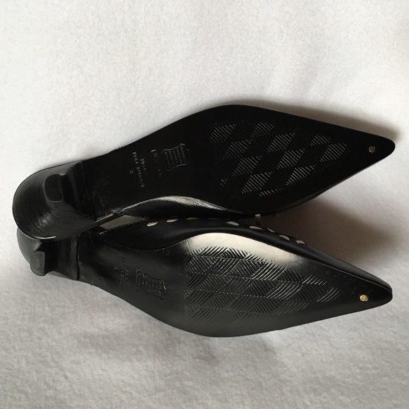 PAZZO | Shoes | Pazzo Black White Leather Kitten Heels Mules 8 | Poshmark