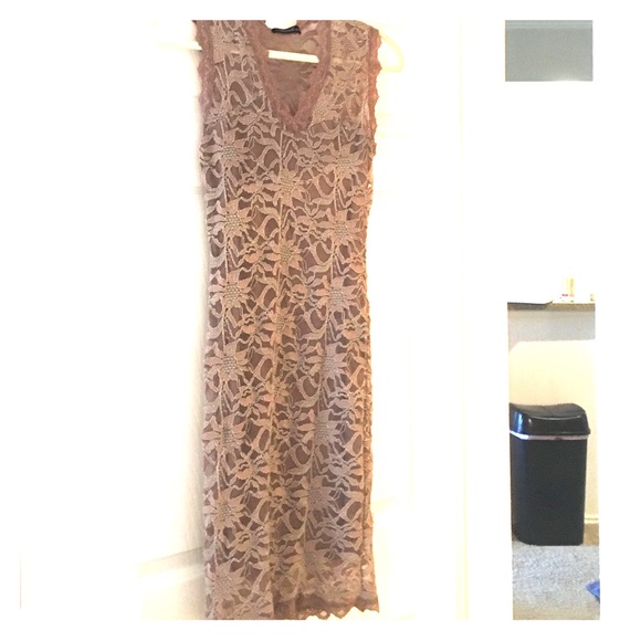 Dresses | Tan Lace Party Dress | Poshmark
