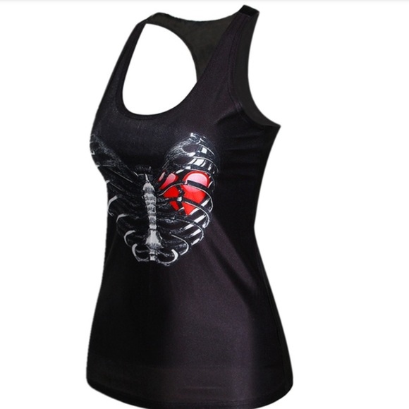 Tops | Heart Ribcage Gothic Rocker Tank Goth | Poshmark