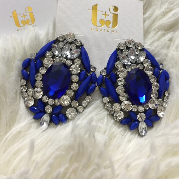 T&J Designs | Jewelry | New Tj Designs Cobalt Blue Crystal Stud ...