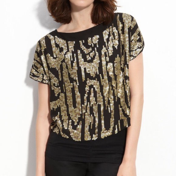 Vince Camuto | Tops | Vince Camuto Snake Design Sequin Top | Poshmark