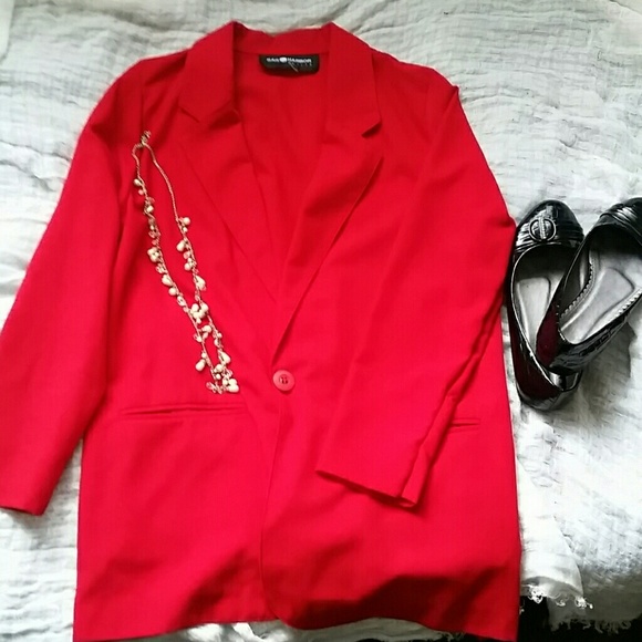 Sag Harbor | Jackets & Coats | Beautiful Long Red Blazer | Poshmark