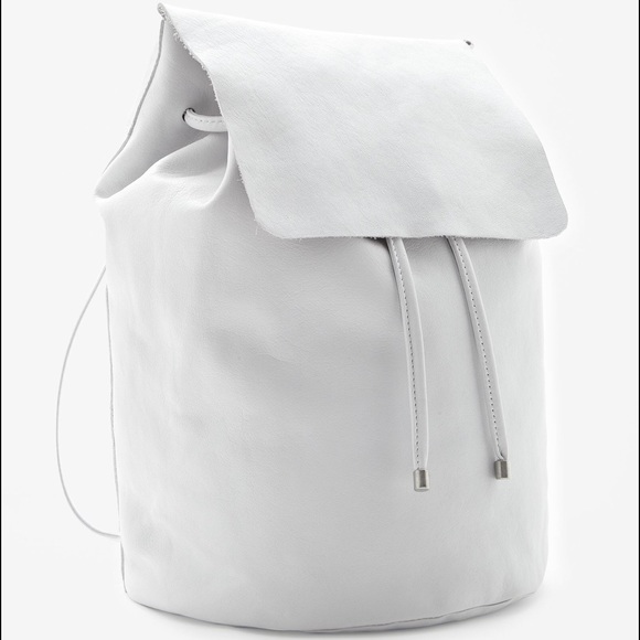 COS | Bags | Cos White Leather Drawstring Backpack Worn 2x | Poshmark