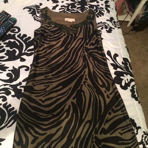Michael Kors | Dresses | Michael Kors Olive Zebra Print Dress | Poshmark
