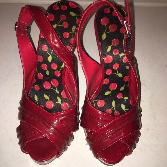 Shoes | Red Slingback Opentoed Heels | Poshmark