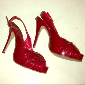 Shoes | Red Slingback Opentoed Heels | Poshmark