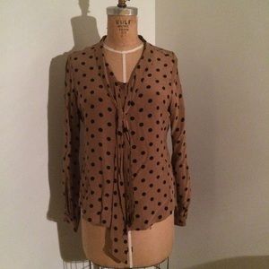 Anthropologie | Tops | Yoanna Barachi Silk Polka Dot Blouse With Tie ...