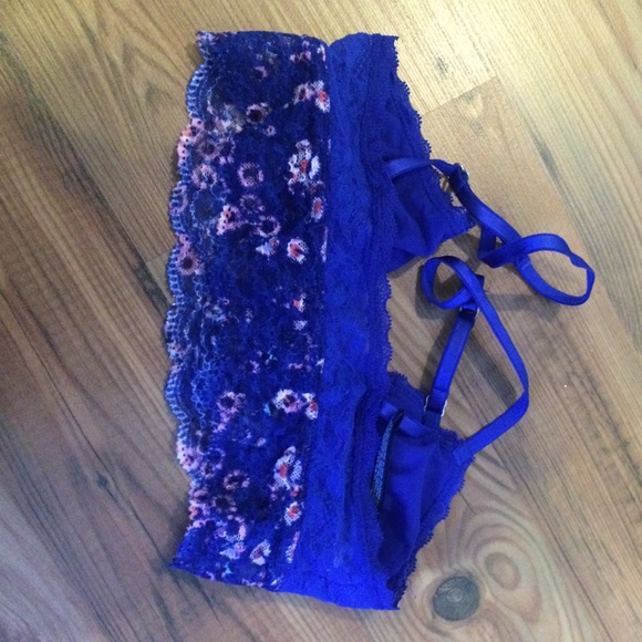 aerie | Intimates & Sleepwear | Royal Blue Floral Lace Bralette Aerie ...