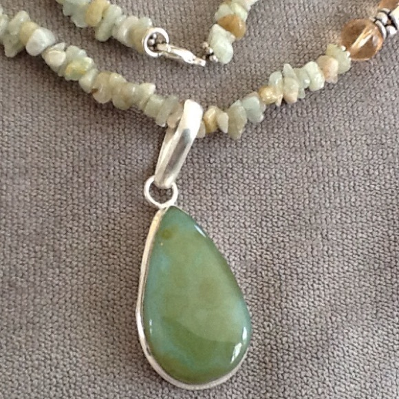 Jewelry | Green Natural Stonesilver Necklace | Poshmark