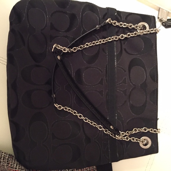 Coach | Bags | Nwt Black Coach Bag Chain Strap Two Way Carry | Poshmark