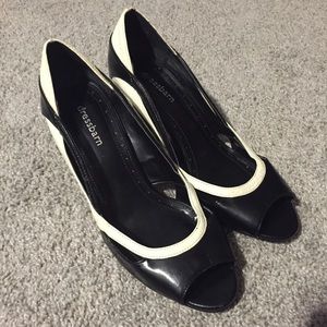 Dress Barn | Shoes | Dress Barn Black And White Peep Toe Heels | Poshmark