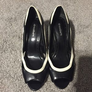 Dress Barn | Shoes | Dress Barn Black And White Peep Toe Heels | Poshmark