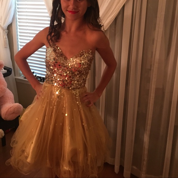Prom Girl | Dresses | Prom Girl Short Gold Dress | Poshmark