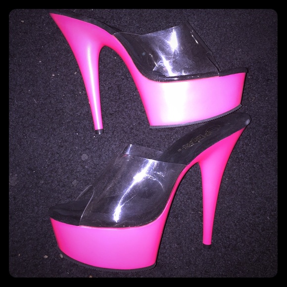 Pleaser | Shoes | Clear Tophot Pink Uv Platform Heels | Poshmark