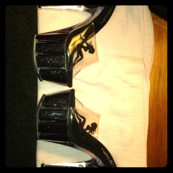 Pleaser | Shoes | Pleaser Sexy Stiletto 7 Black Glitter Platforms | Poshmark