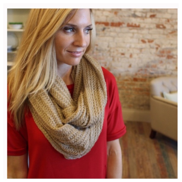 Accessories | Beige Cable Knit Infinity Scarf | Poshmark