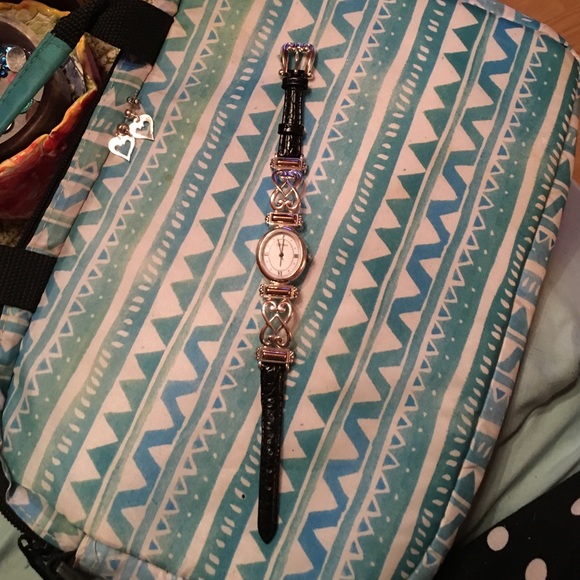 Brighton | Accessories | Brighton Champagne Watch Black Leather Band ...